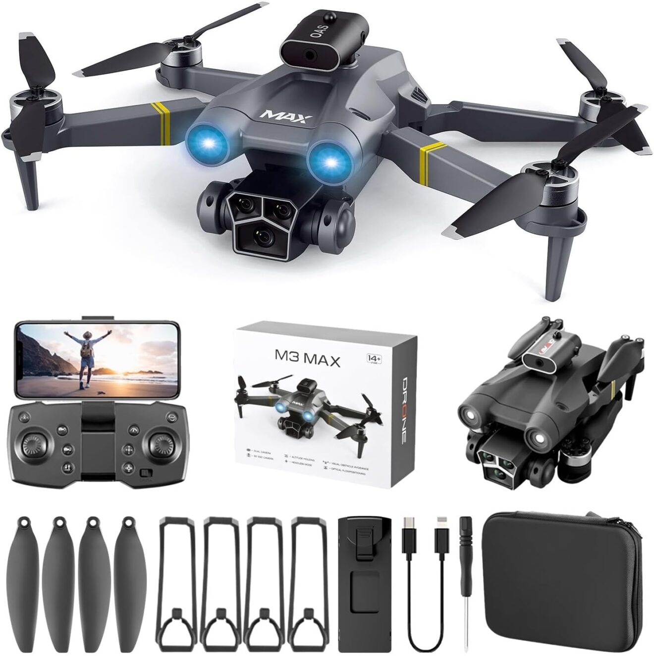 M3 MAX EAC DUAL CAMERA DRONE WITH BRUSHLESS MOTORS – DRONES WALLAH